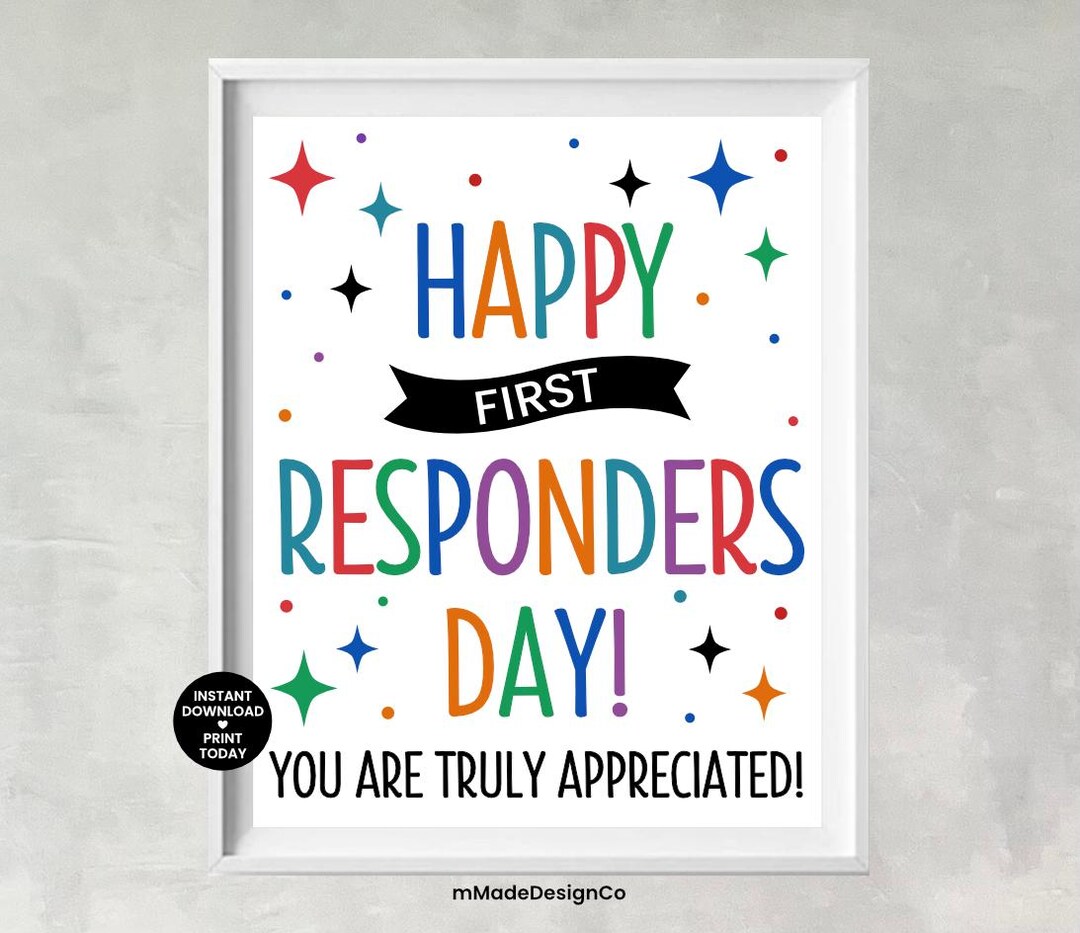 Happy First Responders Day Sign Printable Decor Wall Hanging First ...