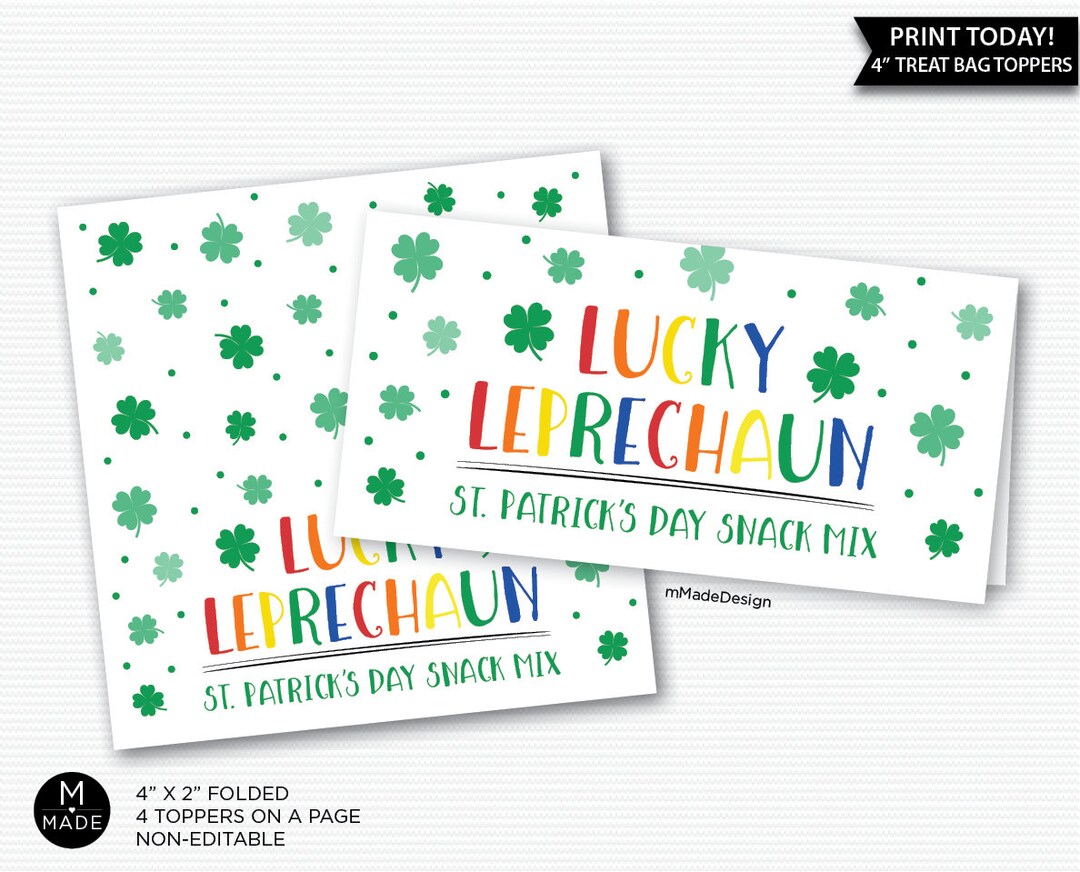 St Patrick's Day Snack Mix Bag Toppers Lucky Leprechaun Trail Mix Treat ...