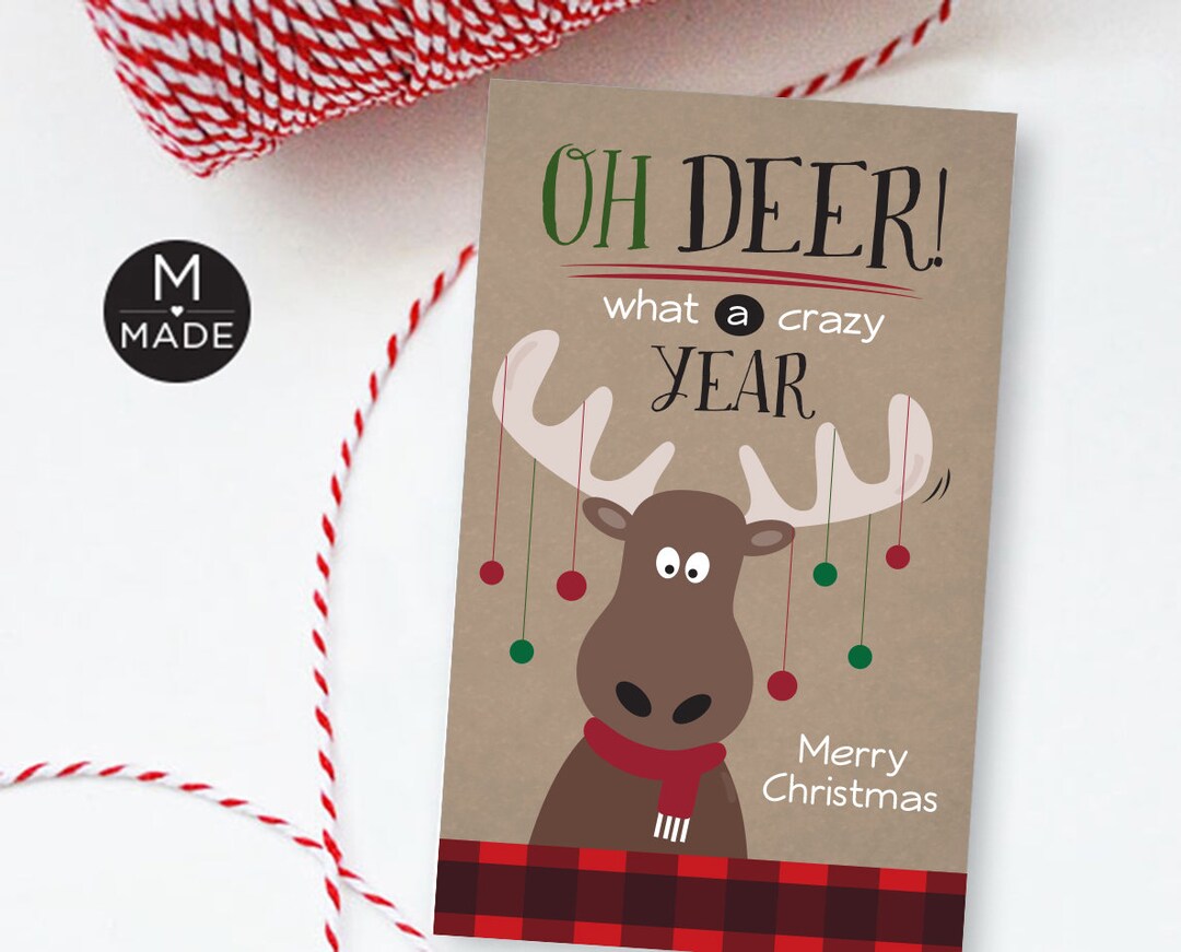 Oh Deer What A Crazy Year Tags Printable Christmas Gift Tag - Etsy