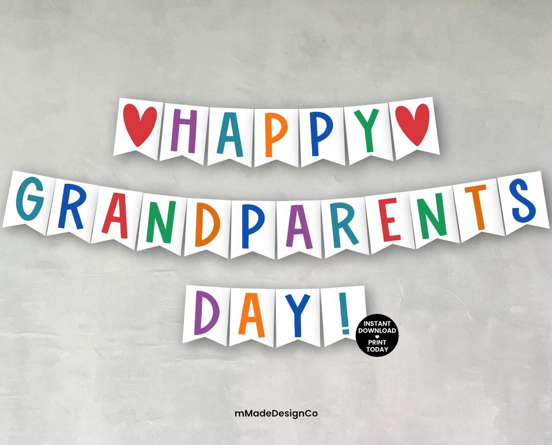 Happy Grandparents Day Banner Printable Grandparents Day Decorations ...