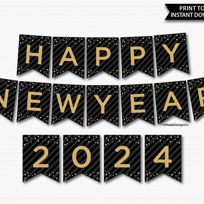 Happy New Year Banner - Etsy