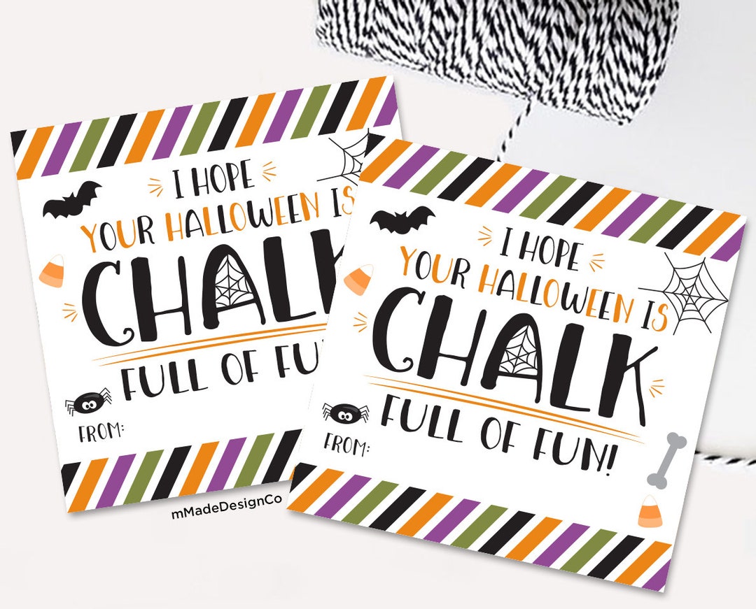 Chalk Halloween Tags Printable Kids Halloween Non-candy Halloween Gift ...