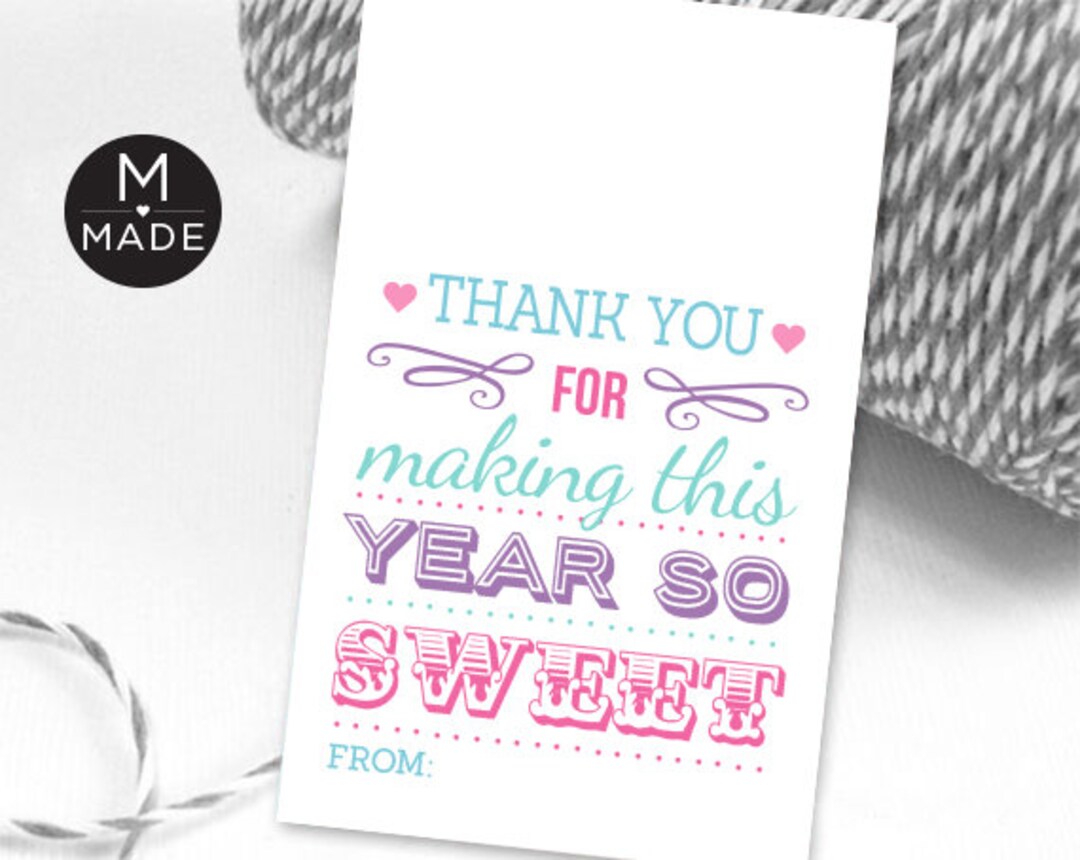 Teacher Thank You Gift Tags Personalizable Template End of School Year ...