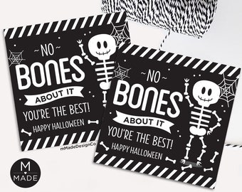 Editable No Bones About It Halloween Gift Tag Template - Etsy