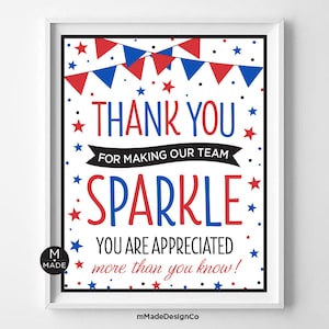Thank You for Making Our Team Sparkle Sign 4th of July Employee ...