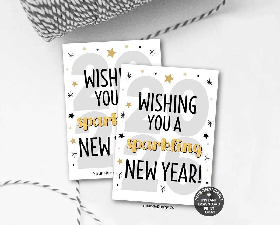 Wishing You A Sparkling New Year Gift Tags Personalizable Template New ...