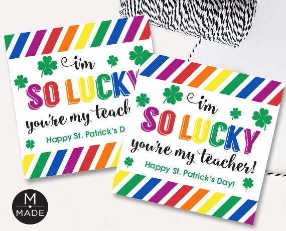 So Lucky You're My Teacher Tag St. Patrick's Day | Etsy