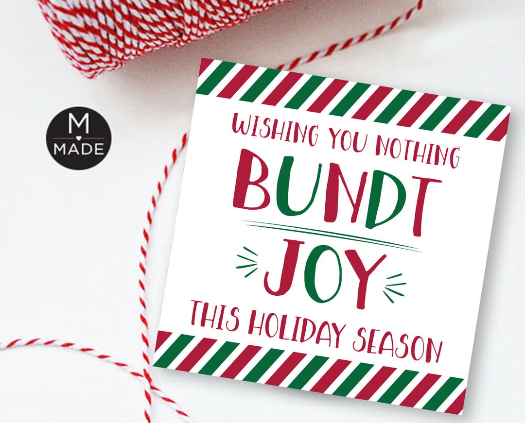 Nothing Bundt Joy Gift Tags Printable, Bundt Cake Gift Tags, Homemade ...
