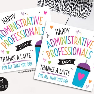 Administrative Professionals Day Tags Thanks A Latte Coffee Thank You ...