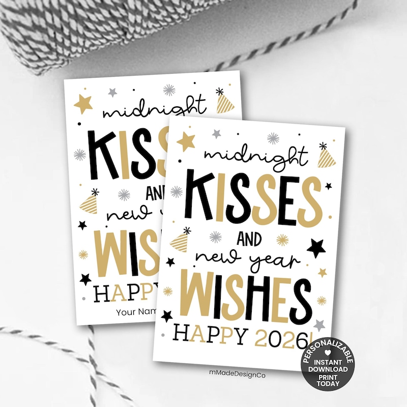 New Year Kiss Template - Etsy