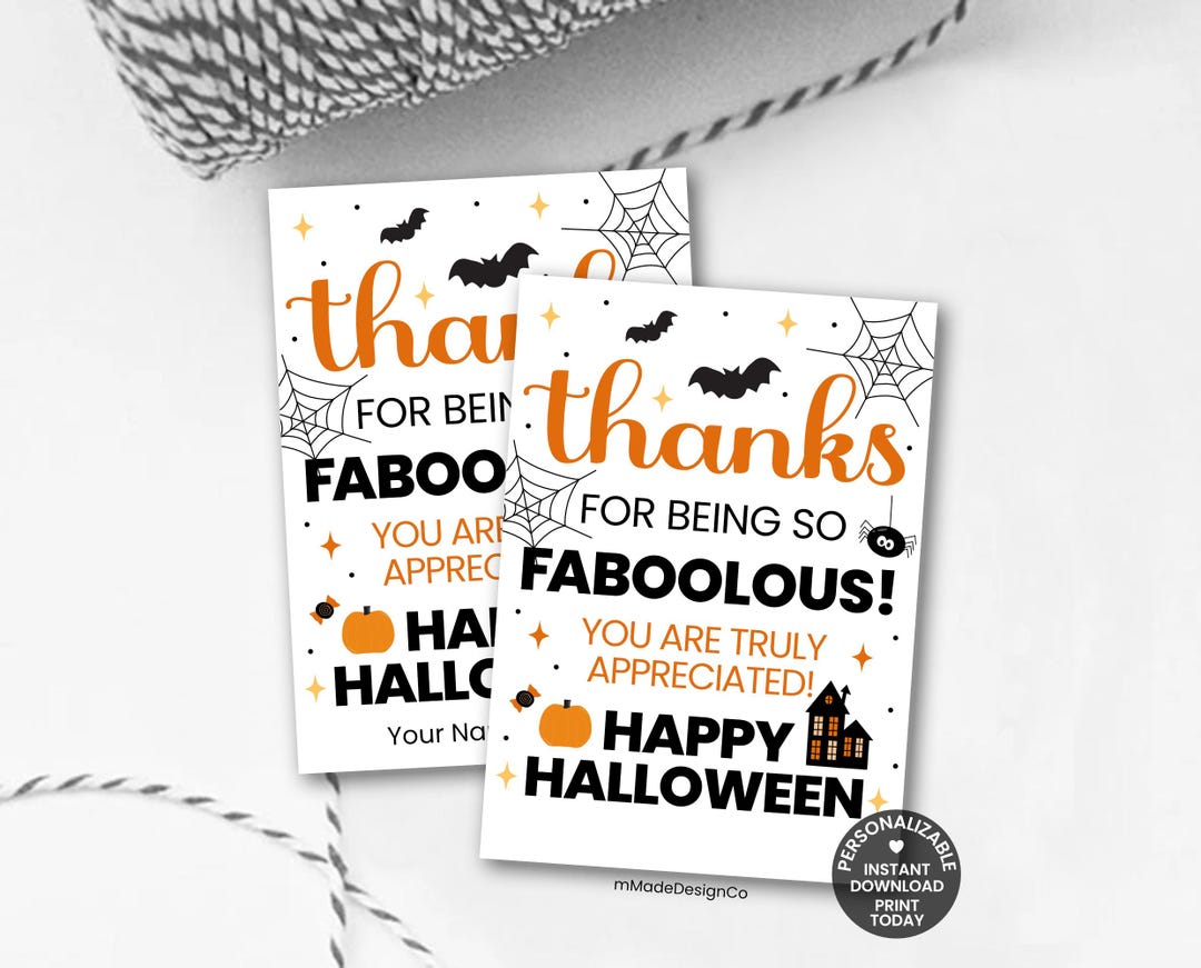 Halloween Appreciation Tag Personalizable Template Employee ...