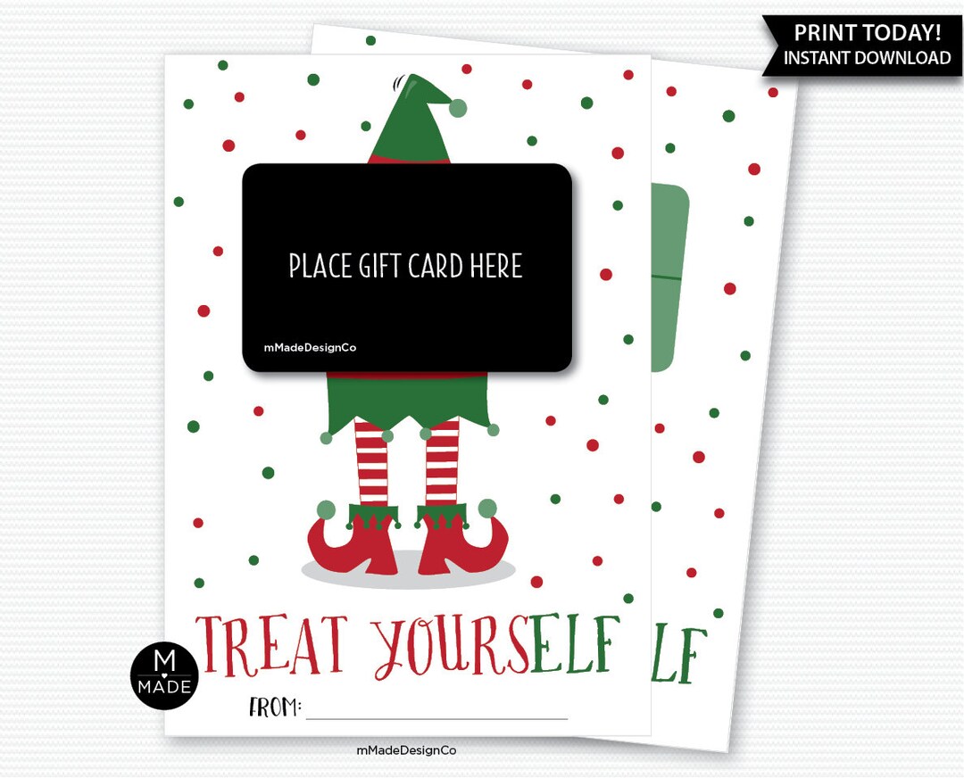Elf Gift Card Holder Treat Yourself Christmas Gift Card Holiday Coworker Teacher Neighbor Friend ...