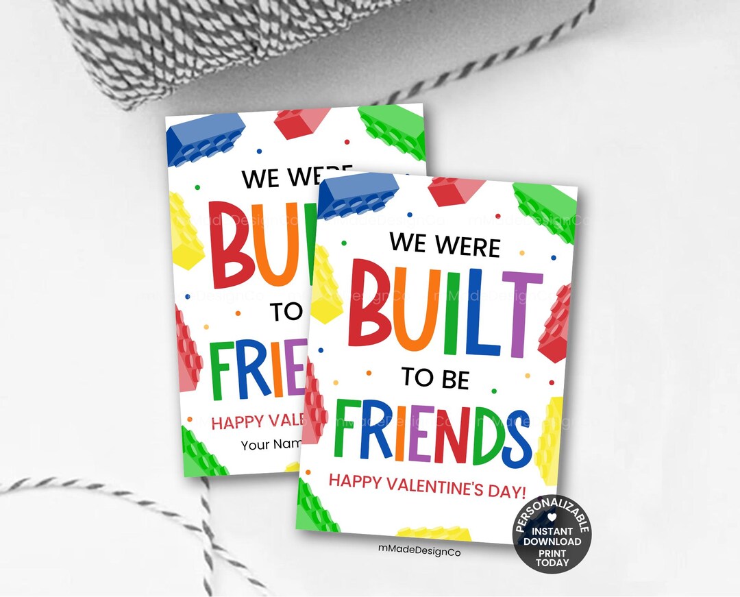 Built to Be Friends Valentine's Day Tags Personalizable Template ...