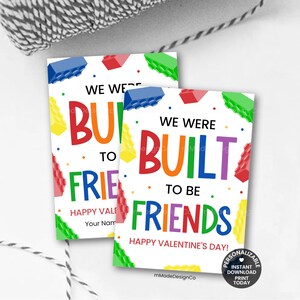 Built to Be Friends Valentine's Day Tags Personalizable Template ...