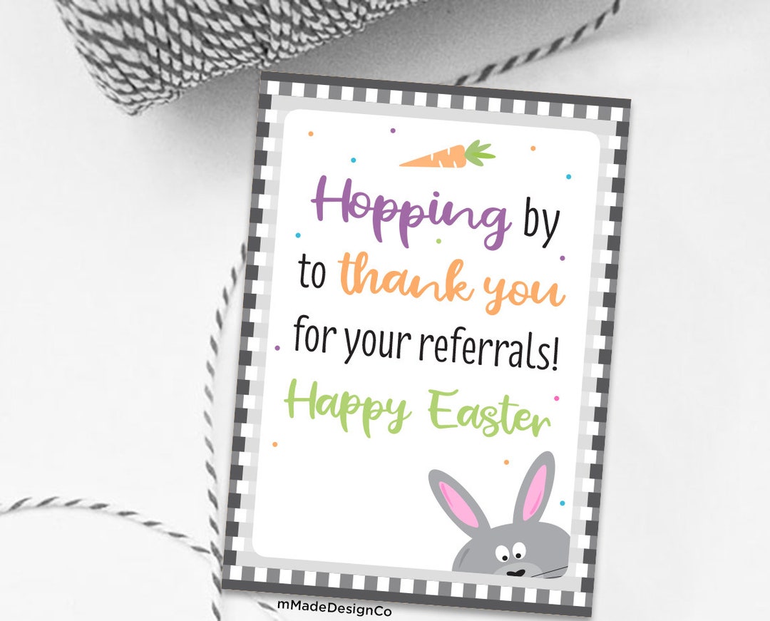Spring Referral Marketing Gift Tags Printable Hopping by Thank You for ...