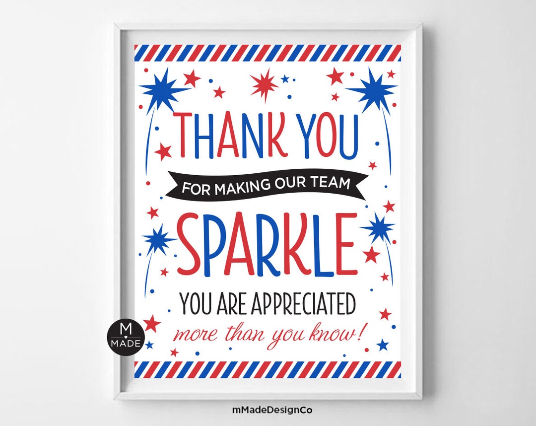 Thank You for Making Our Team Sparkle Sign 4th of July Employee ...