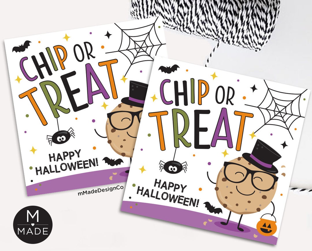 Chip or Treat Halloween Tags Chocolate Chip Cookie Halloween Tags ...