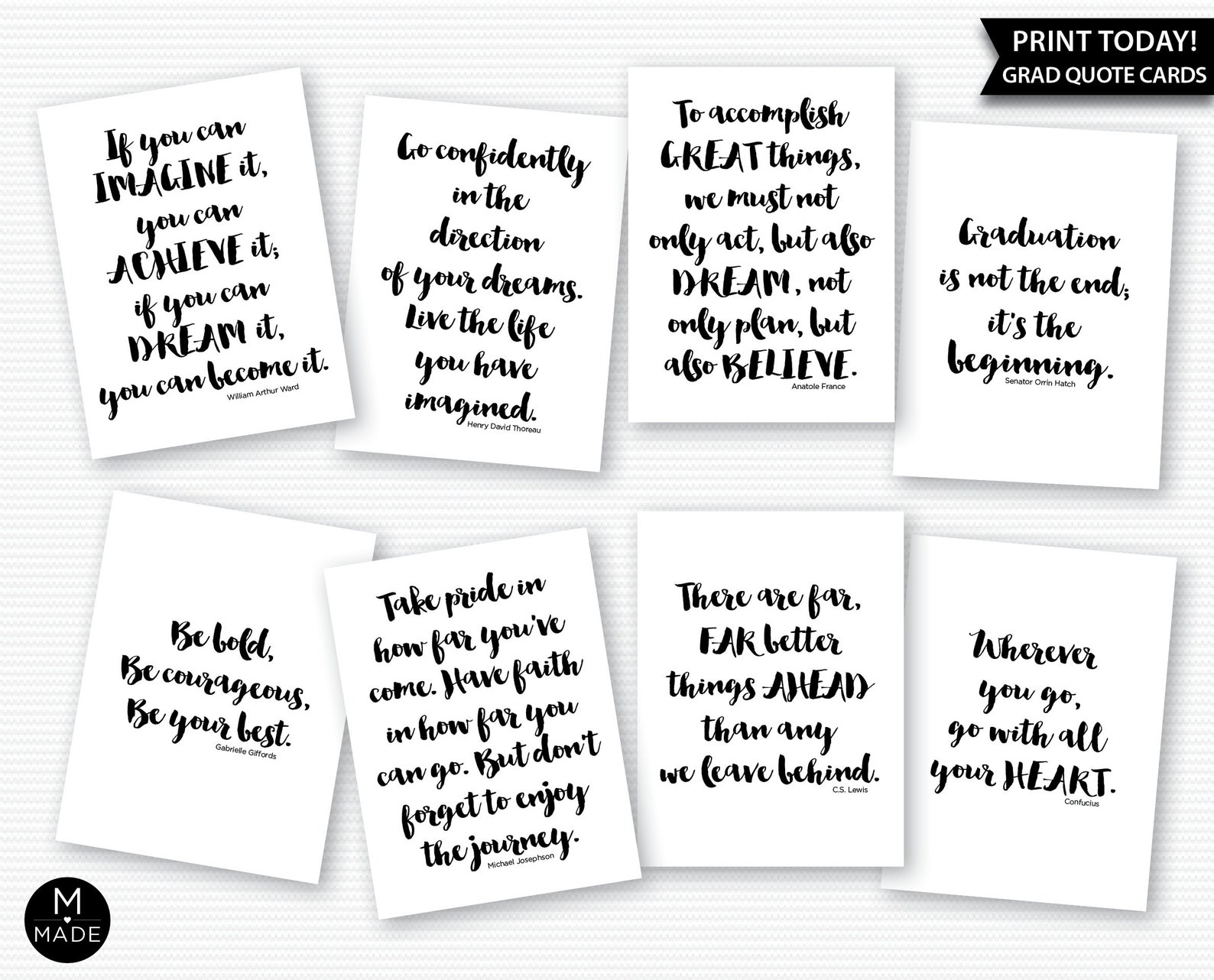 Graduation Quote Cards Printable Graduation Embellishments Decorations ...