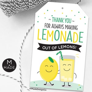 Making Lemonade Out of Lemons Thank You Tags Employee Appreciation ...