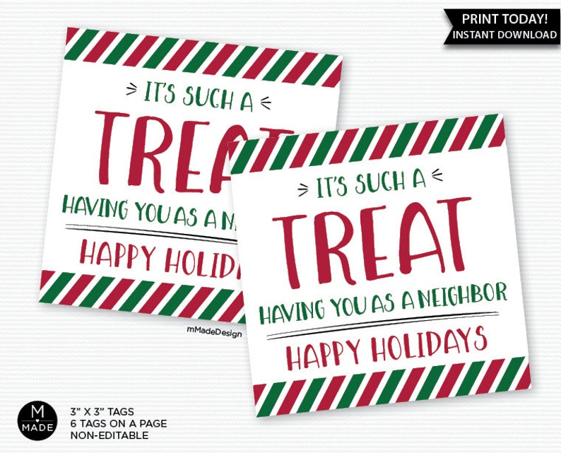 Such A Treat Having You as A Neighbor Christmas Tags - Etsy