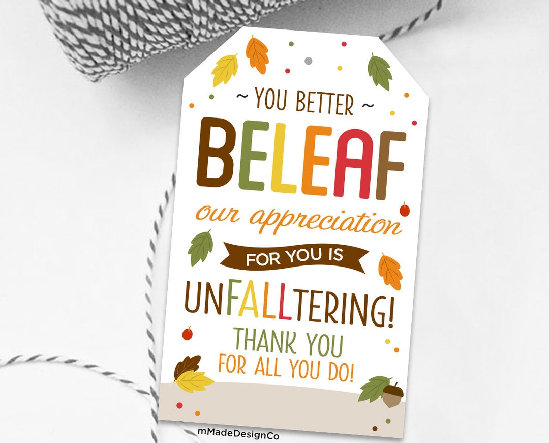 Fall Appreciation Tags Leaves Employee Appreciation Staff Recognition ...