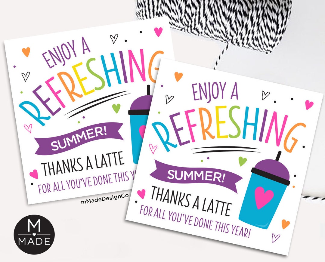 Wishing You A Refreshing Summer Gift Tags Teacher Appreciation Thanks A ...