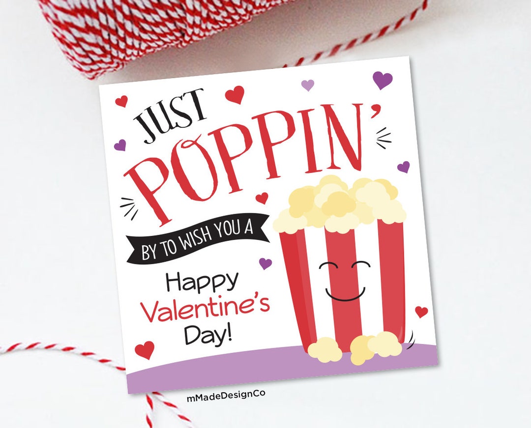 Popcorn Valentines Tags Just Poppin' by Popcorn Valentine's Day Gift ...