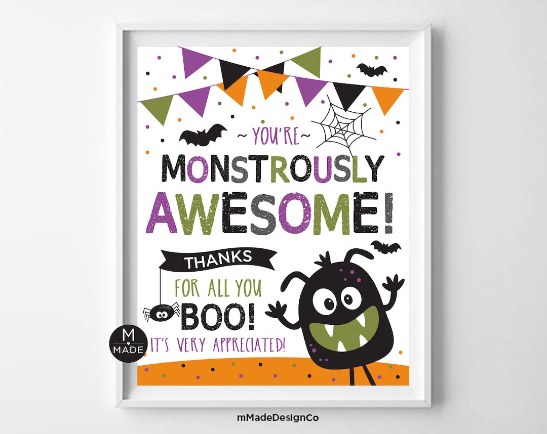 Halloween Appreciation Monster Thank You Monstrously Awesome Employee ...