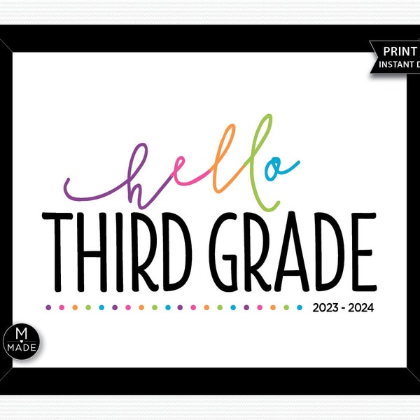 3rd Grade Sign - Etsy
