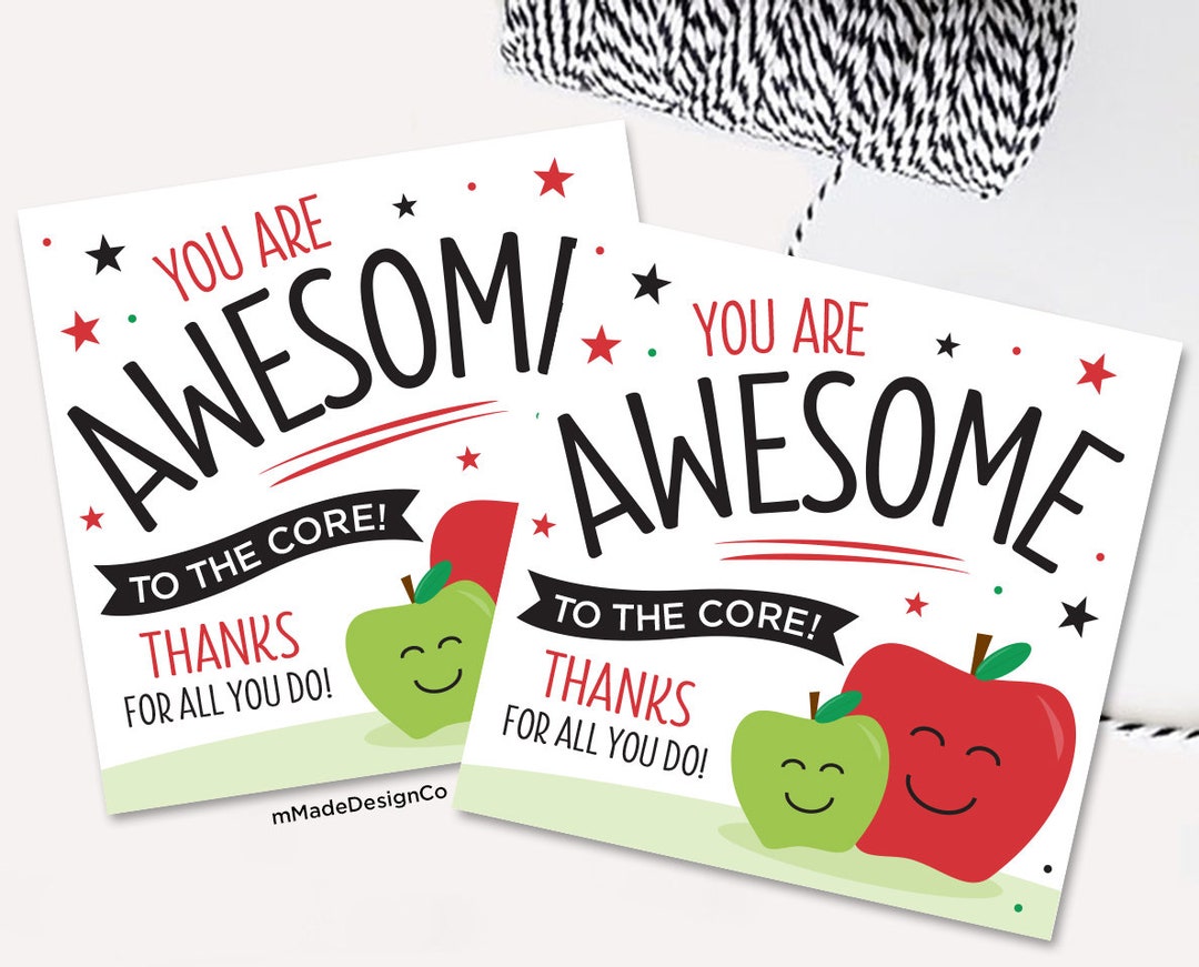 Apple Appreciation Tags You Are Awesome to the Core Fall Autumn ...