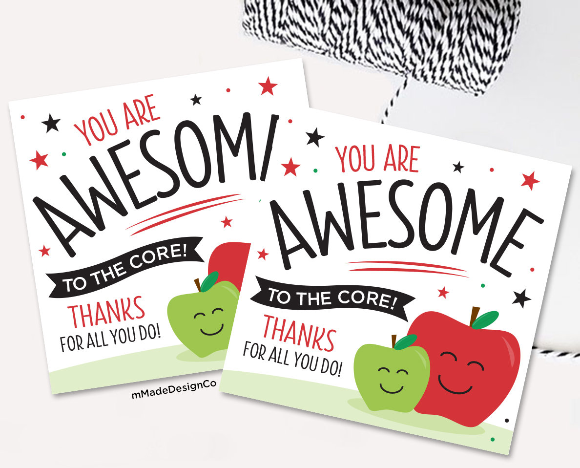 Apple Appreciation Tags You Are Awesome to the Core Fall Autumn ...