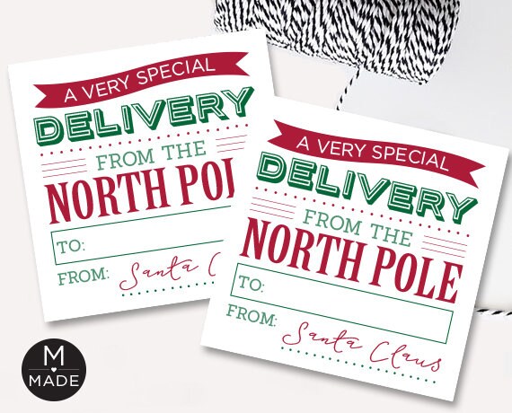 North Pole Tag Printable Special Delivery Santa Claus North | Etsy