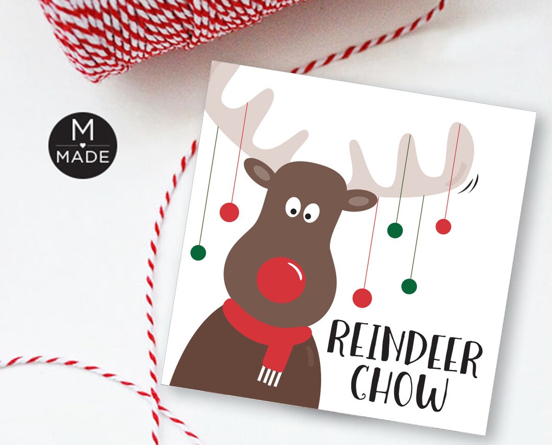 Reindeer Chow Tags Christmas Snack Mix Gift Tags Holiday Trail Mix ...