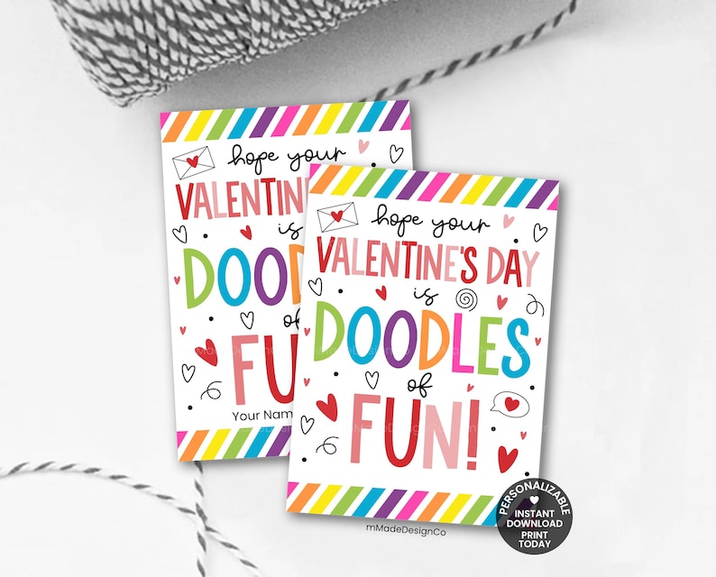 Doodles of Fun Valentine's Day Gift Tags Personalizable Template ...