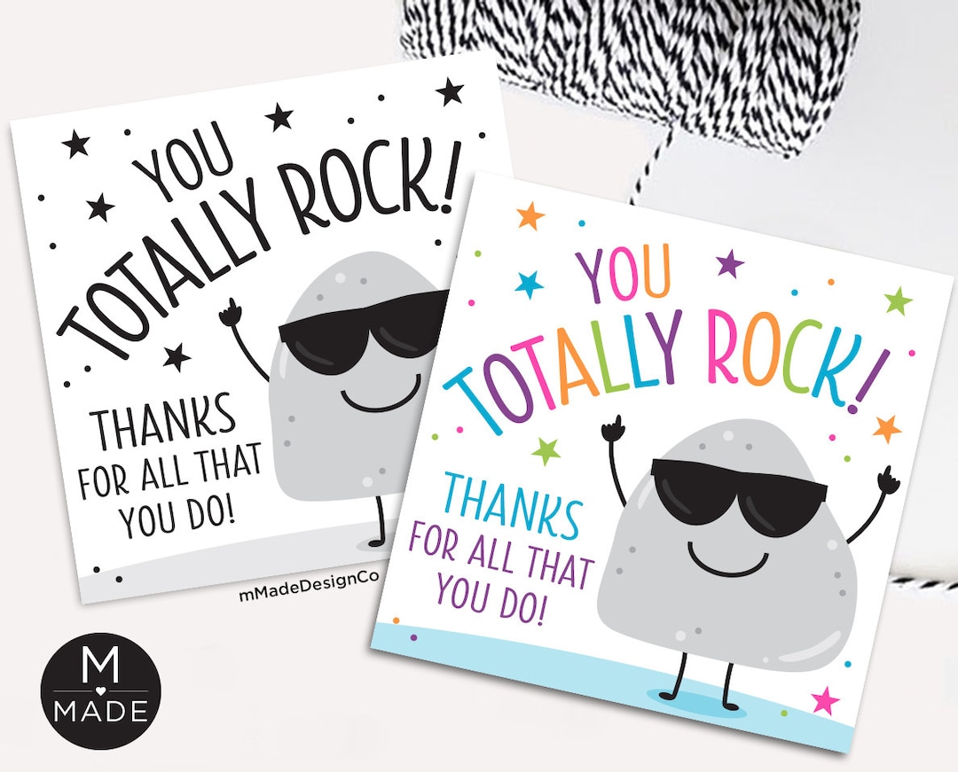 You Rock Thank You Tags You Totally Rock Employee Appreciation Teacher ...