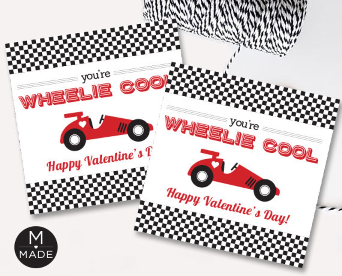 Car Valentine's Tag Race Car Valentines Printable | Etsy