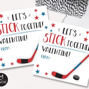 Hockey Valentine, Hockey Valentine's Tags, Let's Stick Together, Sports ...