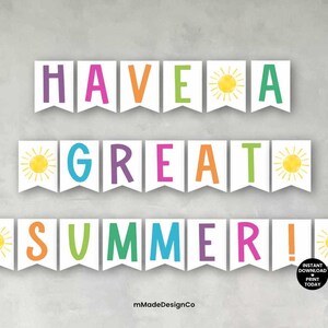Have A Great Summer Banner Printable End of School Year School Bulletin ...