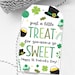 St. Patrick's Day Treat Tag A Little Treat for Someone so Sweet Gift ...