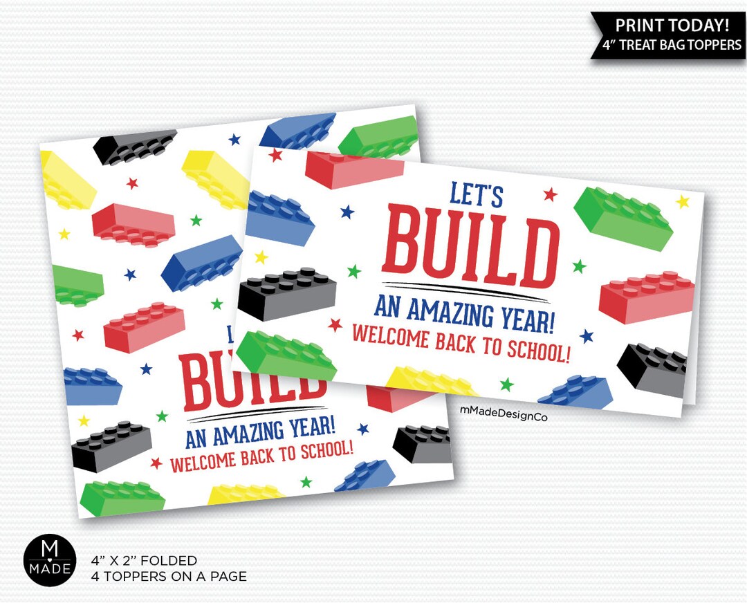 Let's Build an Amazing Year Bag Toppers Back to School Year Gift for ...