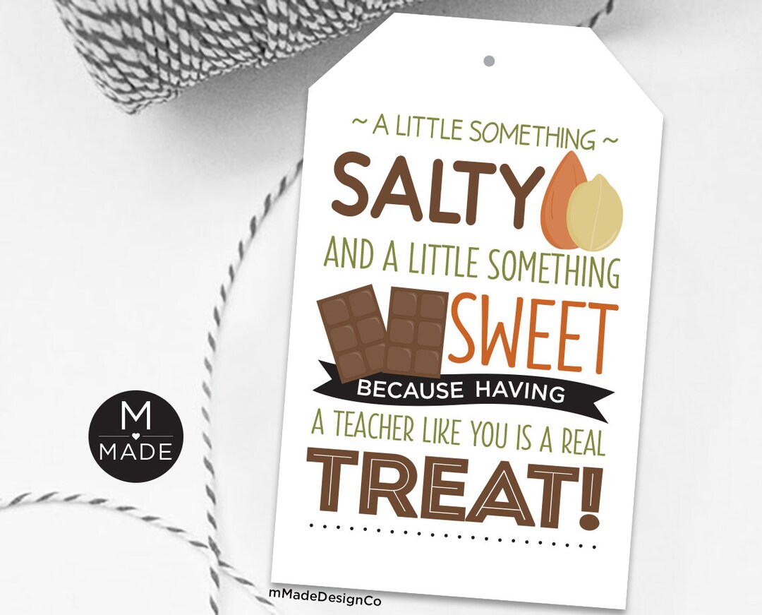 Salty and Sweet Gift Tags Teacher Appreciation Gift Trail Mix Snack ...