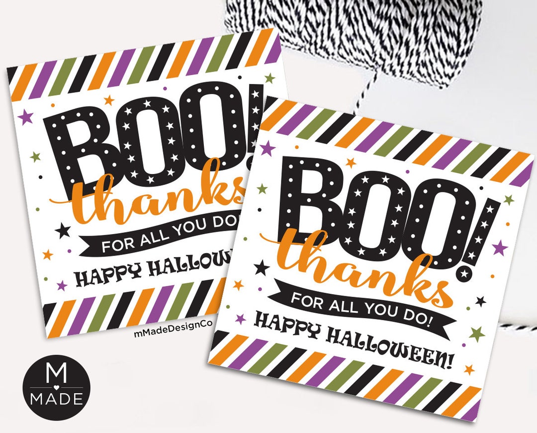 Boo Thank You Tags Halloween Appreciation Gift Tags Coworker Team Staff ...
