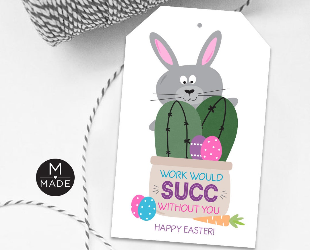 Coworker Easter Gift Tag Succulent Plant Spring Workplace Gifts ...