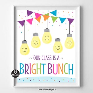 Our Class is A Bright Bunch, Back to School Sign, Light Bulbs Bulletin ...
