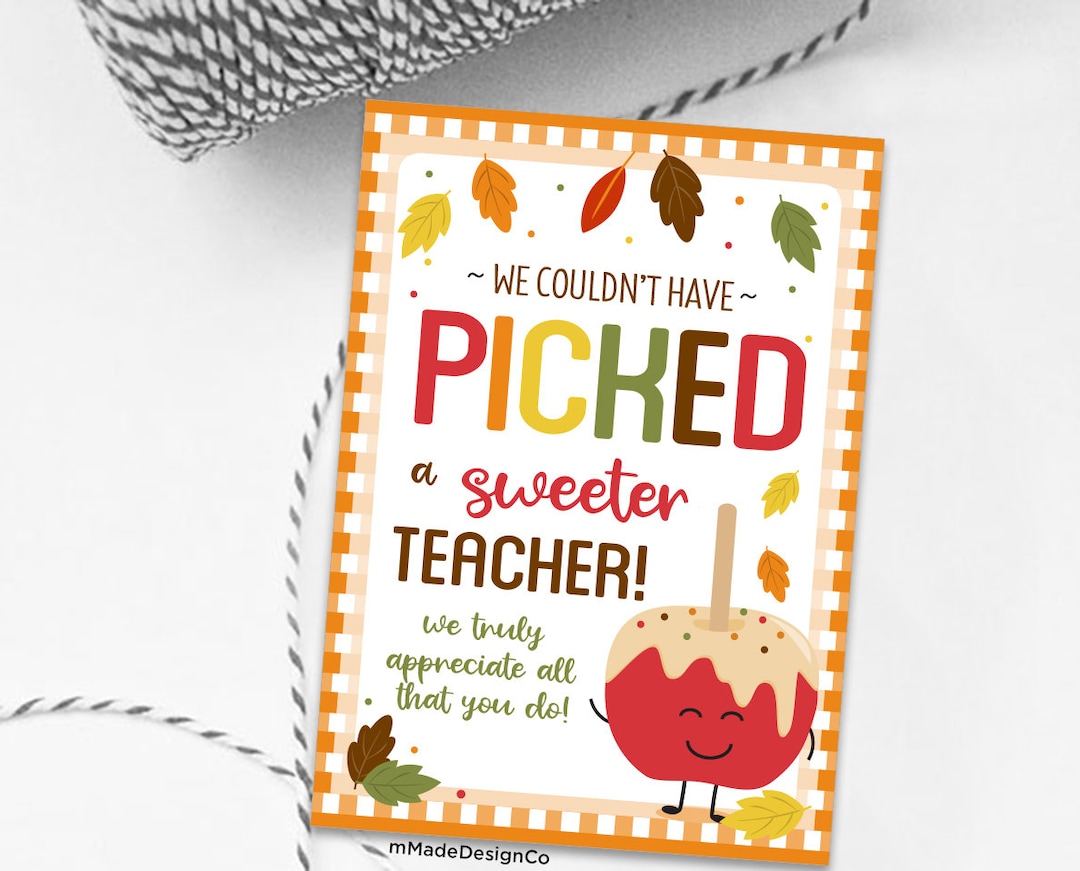 Fall Appreciation Gift Tags for Teacher Caramel Apples Caramel Candies ...