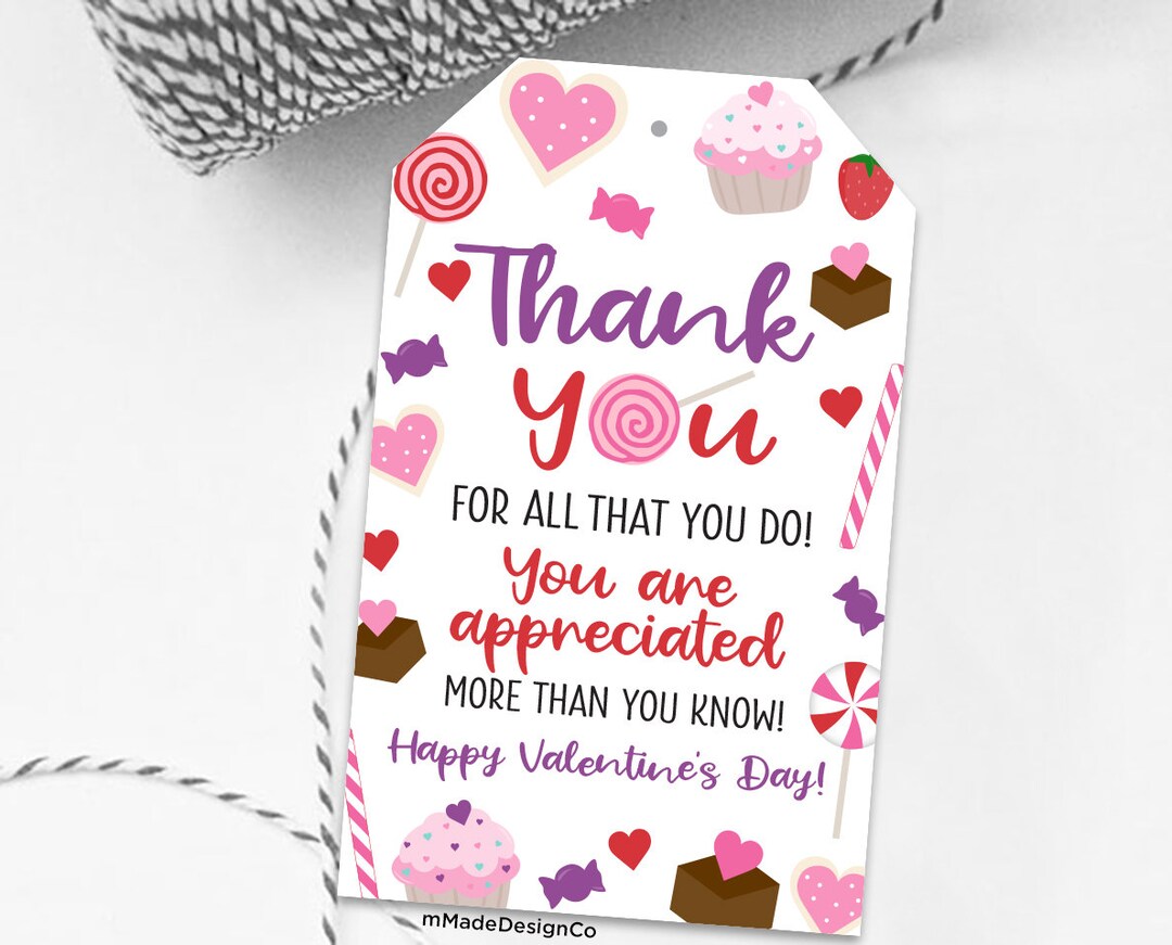 Thank You Tags for Valentine's Day Employee Appreciation Valentines ...