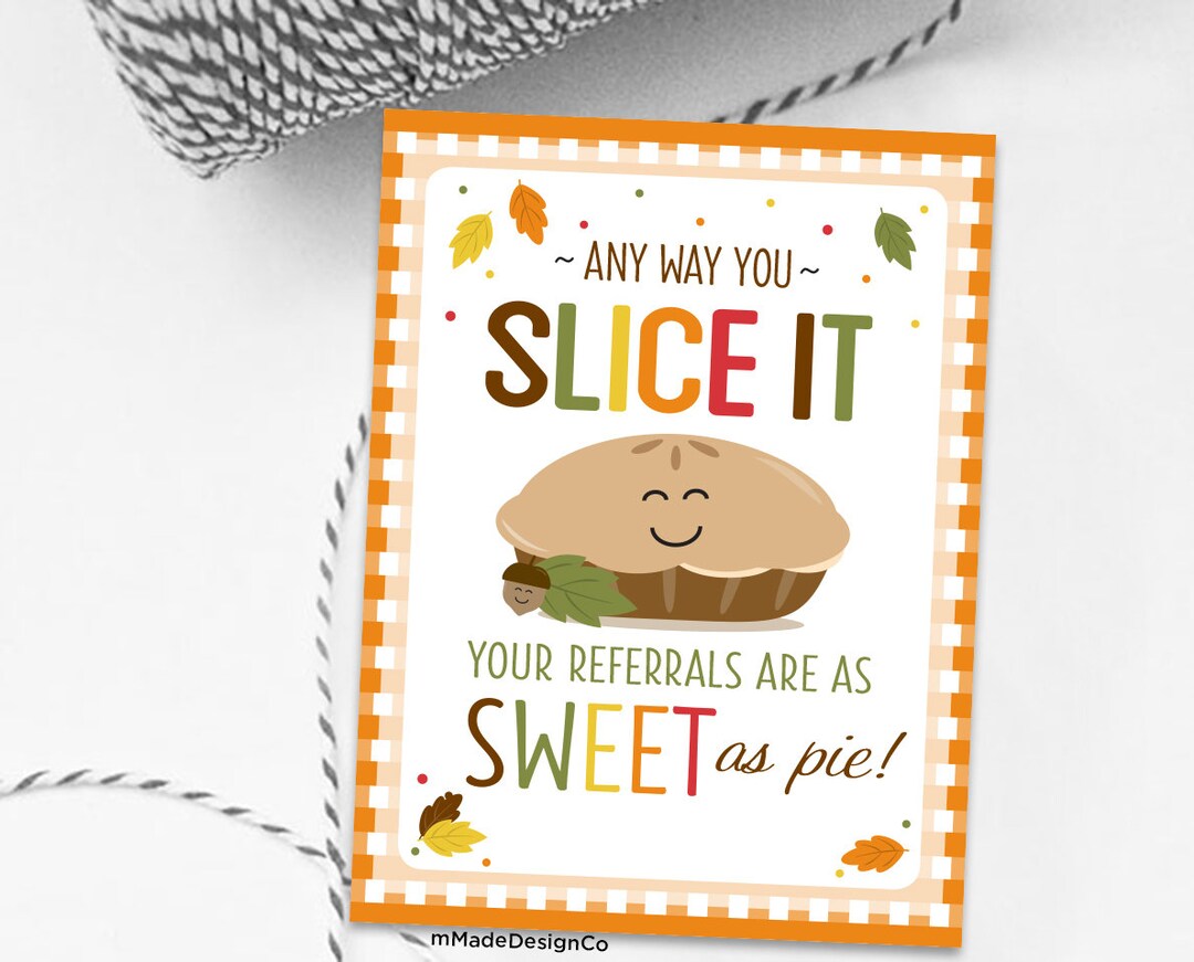 Pie Referrals Tags for Business Marketing Referrals Cards Pumpkin Pie ...