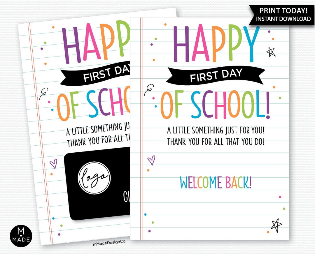 Happy First Day of School Gift Card Holder Teacher Gift Teacher ...