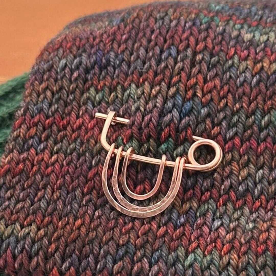 Copper Shawl Pin Rainbow Knit & Crochet Accessory Mijo Crochet - Etsy