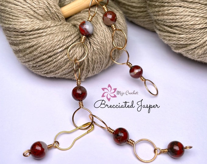 Knitting Row Counter - Chain Counter, Large, Brecciated Jasper ...